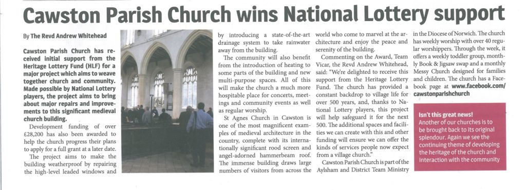 Cawston Parish Church wins National Lottery support - Nicholas Warns ...