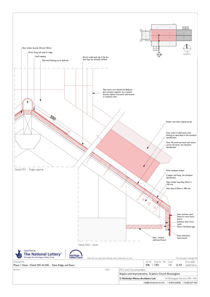 Phase 1, Nave - Detail D01 & D02 - Nave Ridge and Eaves. - Nicholas ...